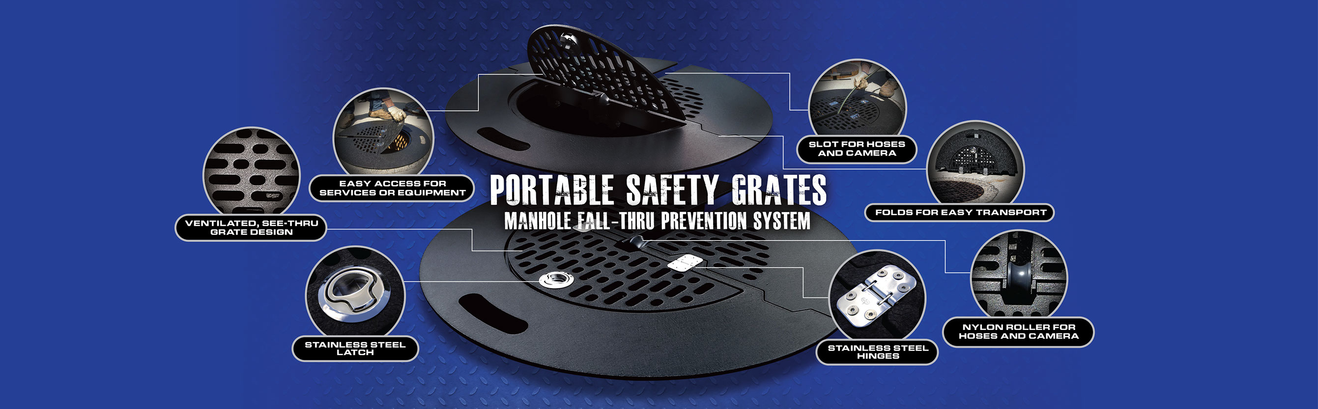 Mass Products Safety Grates | Folding Manhole Cover | Portable Metal ...